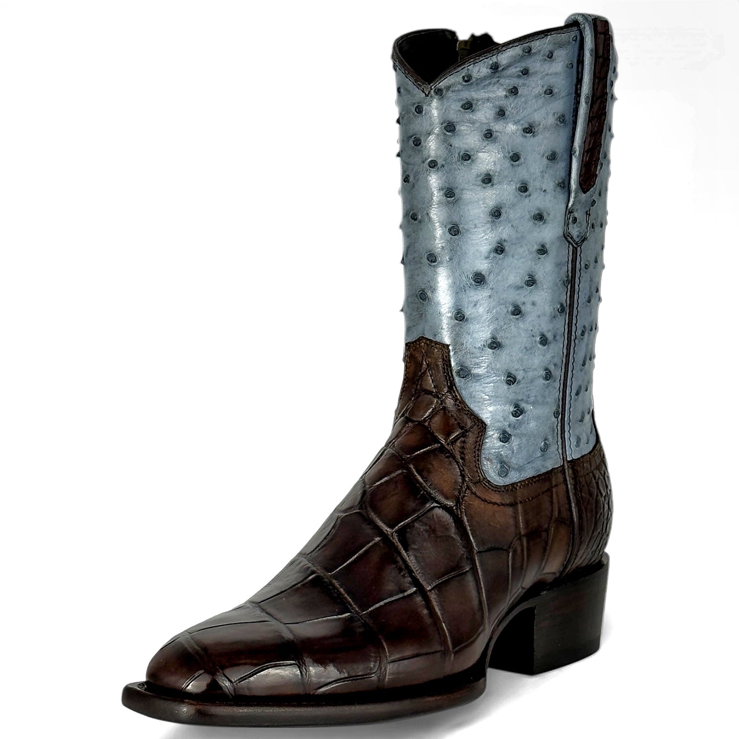 INVASOR FULL BROWN BLUE ALLIGATOR / AVESTRUZ FRANCESA – El Pastra Boots